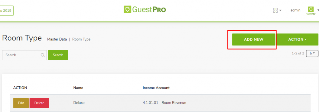 Master Data – Room Type – GuestPro Knowledge Base