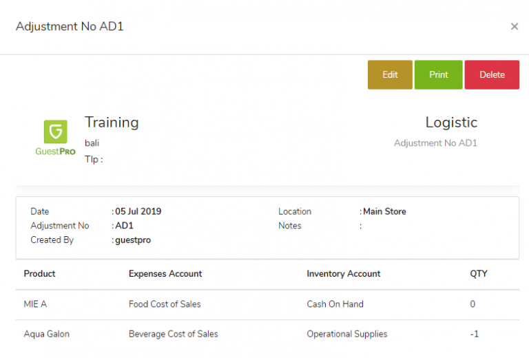 Inventory – Stock Opname – GuestPro Knowledge Base