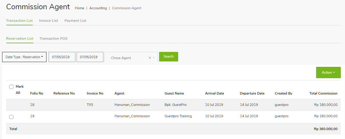 Accounting – Commission Agent – GuestPro Knowledge Base