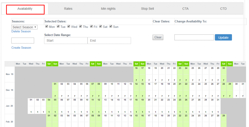 Channel Manager – Availability – GuestPro Knowledge Base