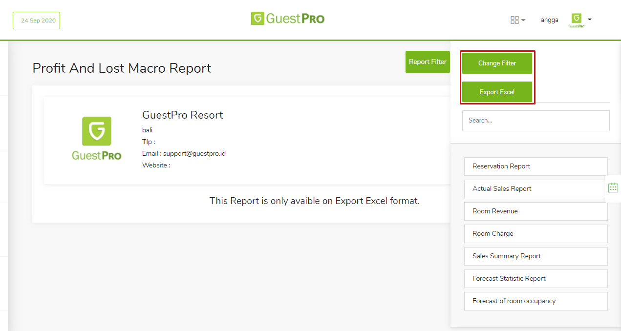 Custom Macro Excel Report – GuestPro Knowledge Base