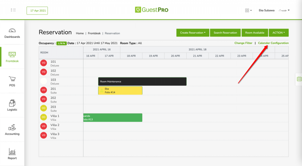 Calender Configuration – GuestPro Knowledge Base
