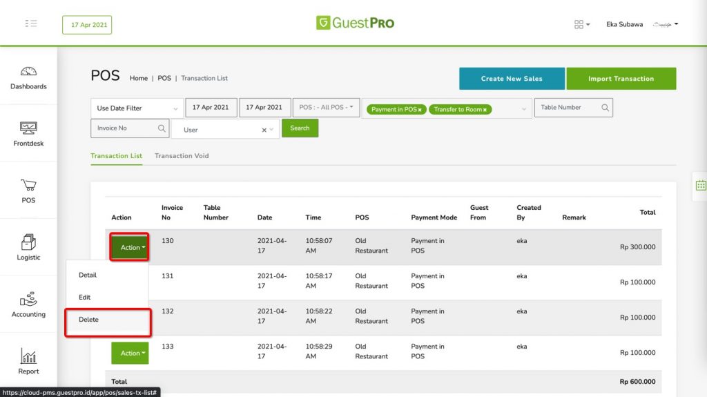 Cara Void Transaksi di POS – GuestPro Knowledge Base