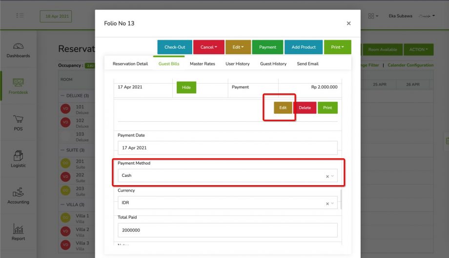 Cara Mengubah Payment Method di Reservasi – GuestPro Knowledge Base