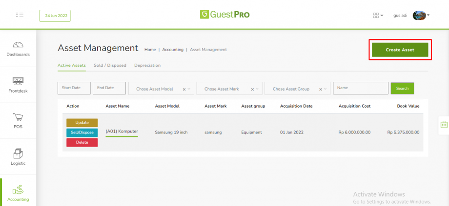 Accounting – Asset Management – GuestPro Knowledge Base