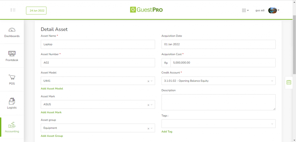 Accounting – Asset Management – GuestPro Knowledge Base