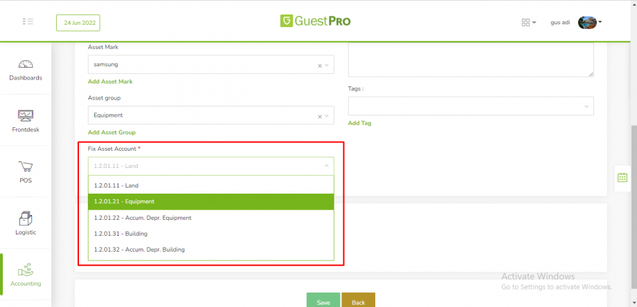Accounting – Asset Management – GuestPro Knowledge Base
