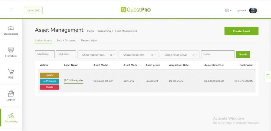 Accounting – Asset Management – GuestPro Knowledge Base