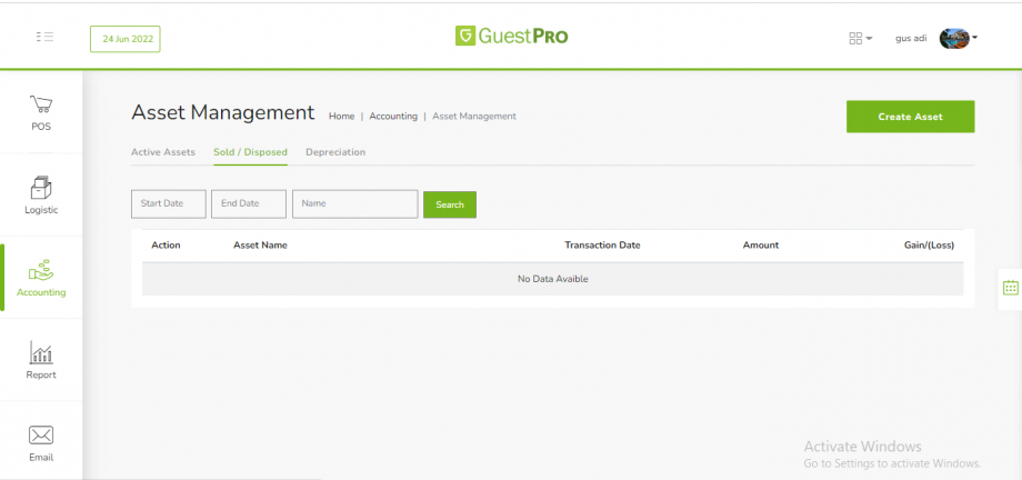 Accounting – Asset Management – GuestPro Knowledge Base