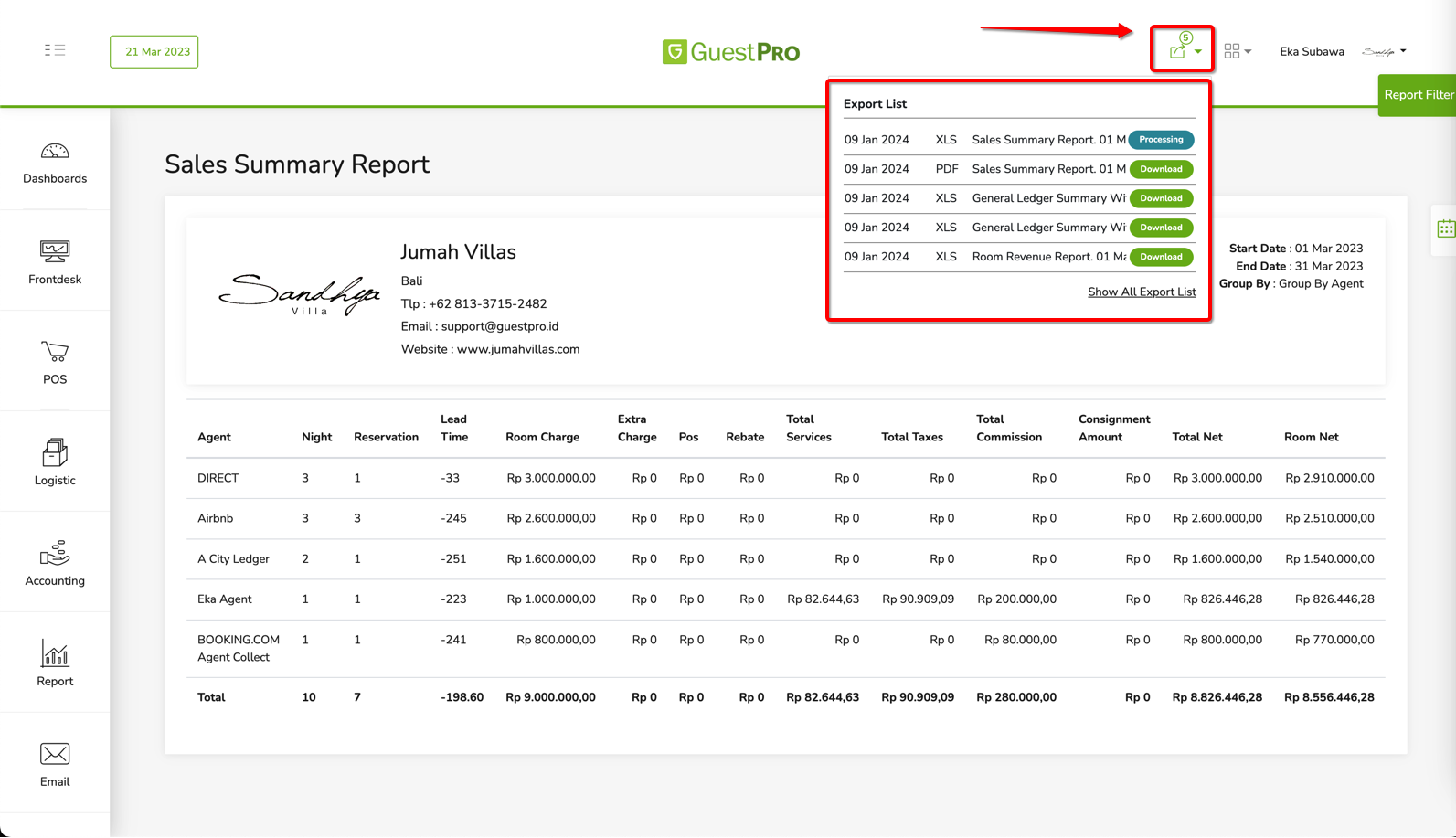 Cara Export Laporan PDF dan Excel di GuestPro – GuestPro Knowledge Base